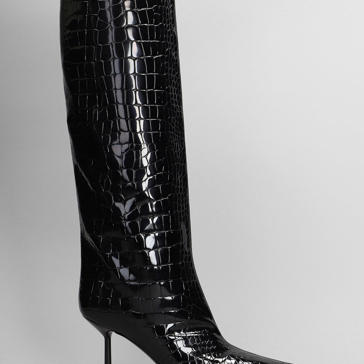 Bella High heels boots in black leather – Deliberti